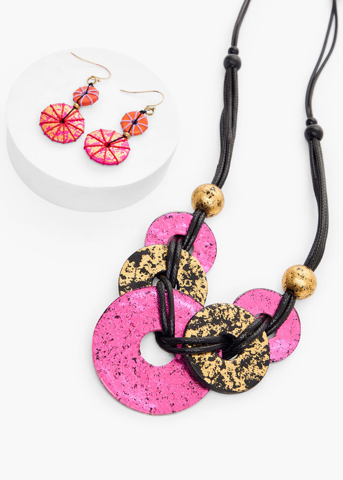 Black, Pink & Gold Circle Necklace for Women| Taking Shape AU