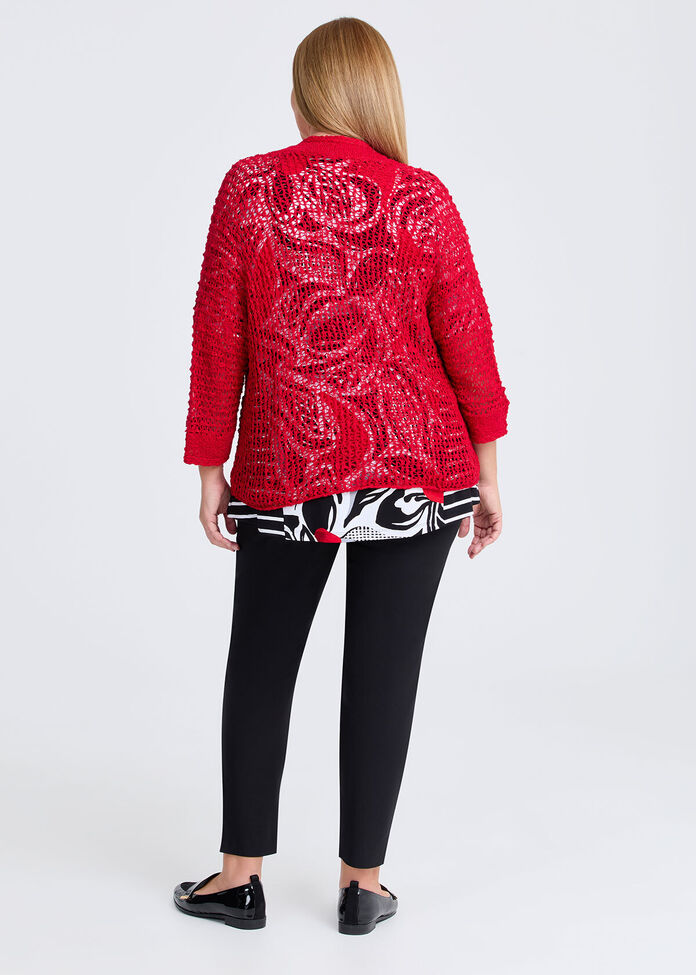 Shop Plus Size Cotton Boucle Sparkle Knit Cardigan, Red | Taking Shape NZ