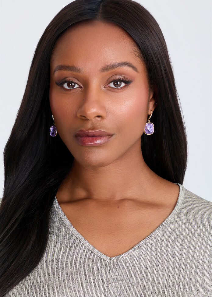 Shop Square Jewel Drop Earrings in Purple | Accessories | Taking Shape AU