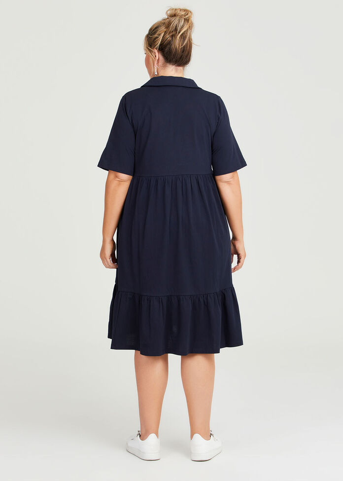 Shop Plus Size Cotton Polo Tiered Dress, Blue | Taking Shape AU