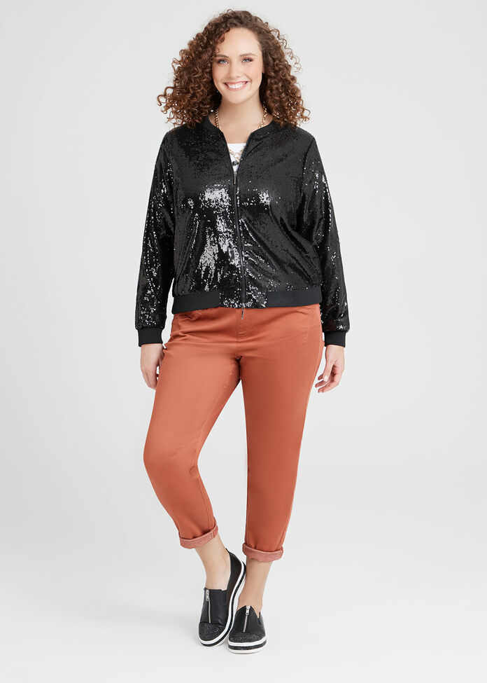 Shop Plus Size Sequin Bomber Jacket, Black | Taking Shape AU