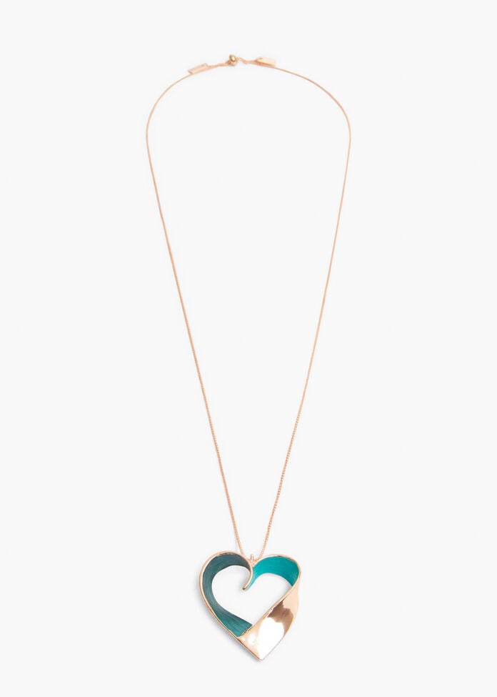 Shop Big Heart Enamel Long Necklace in Multi | Accessories | Taking ...