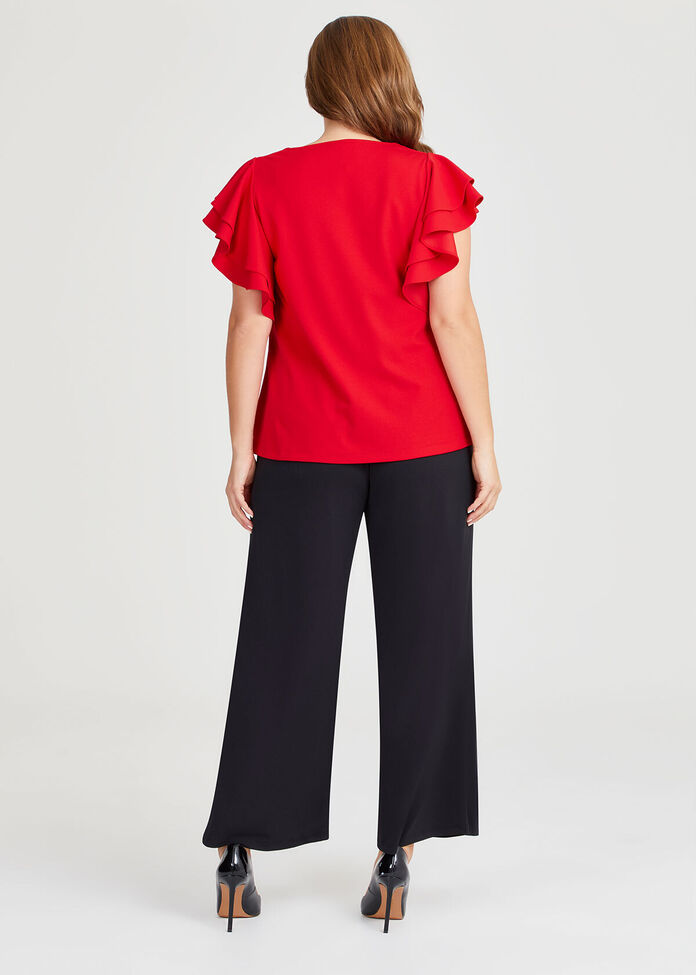 Square Neck Flutter Top in Red: Plus Size Women's | Taking Shape NZ