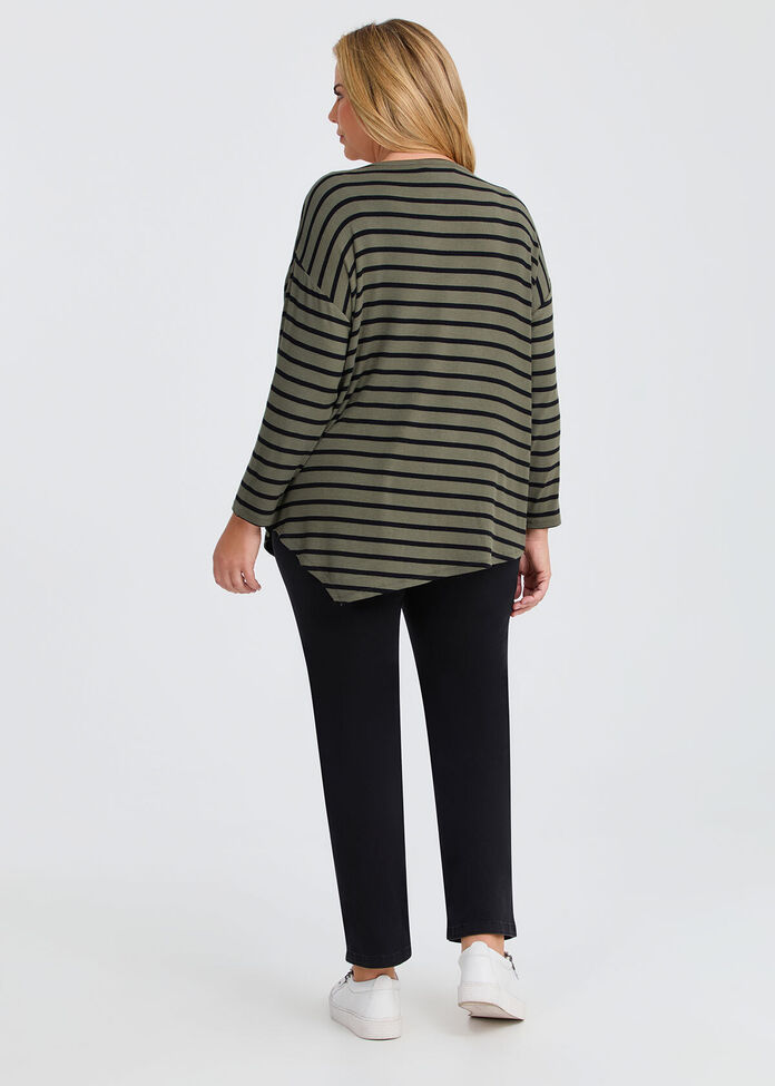 Shop Plus Size Stripe Asymmetrical Rib Top, Stripes | Taking Shape NZ