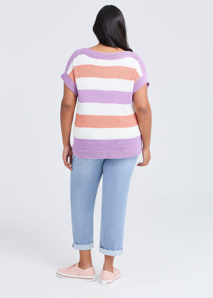 Shop Plus Size Cotton Blend Pastel Knit Top, Stripes | Taking Shape NZ