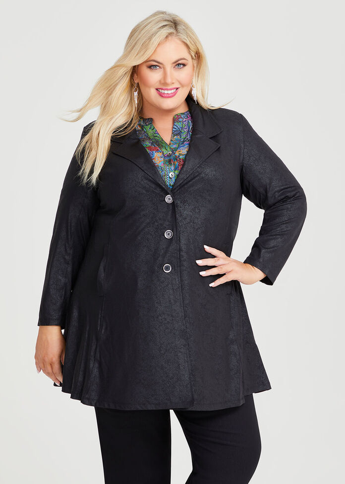 Shop Plus Size Coated Luna Longline Jacket, Black | Taking Shape AU