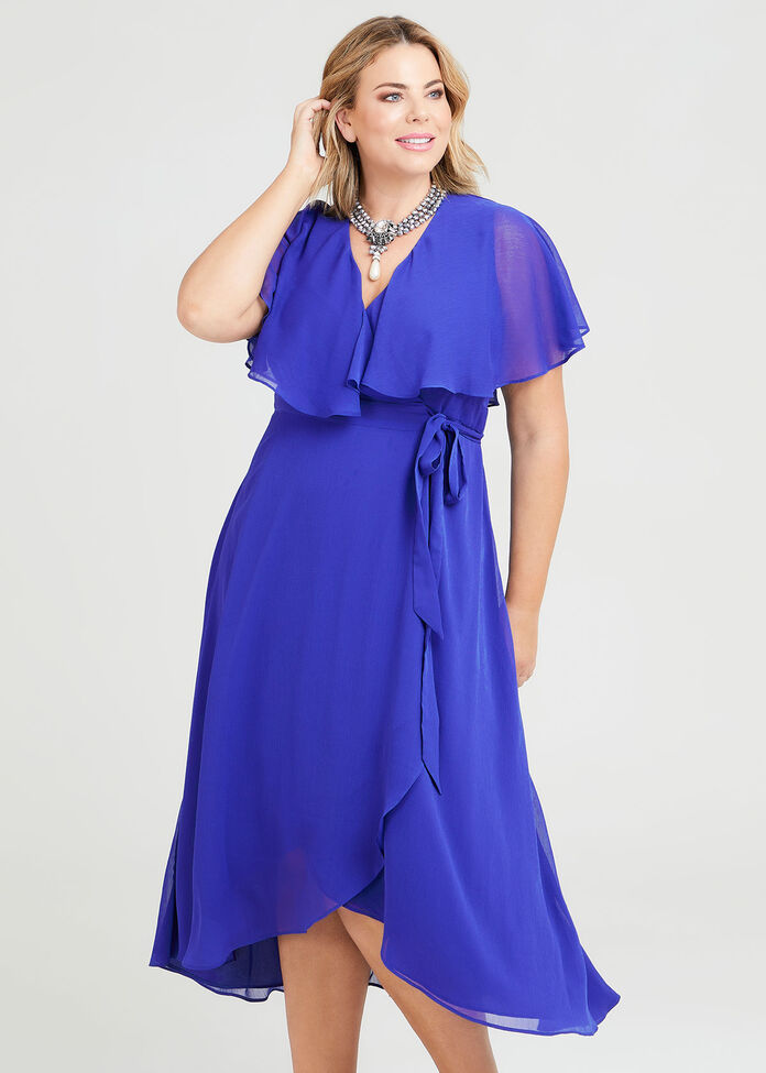 Shop Plus Size Livia Chiffon Wrap Maxi Dress In Blue Sizes 12 30