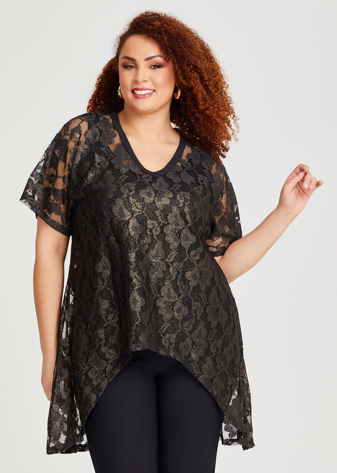 Shop Plus Size Lace Ada Mid Length Layering Top, Black | Taking Shape AU