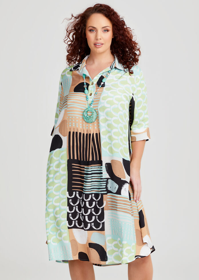 Shop Plus Size Revival Postcards Natural Dress, Multi | Taking Shape NZ