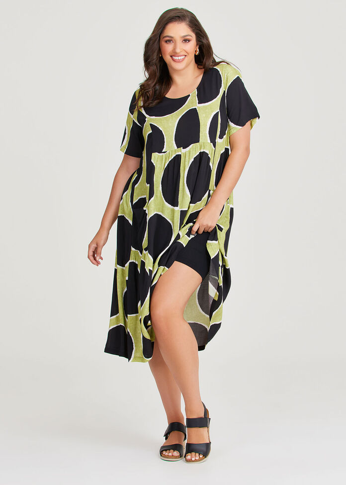 Shop Plus Size Natural Abstract Circle Dress, Multi | Taking Shape AU