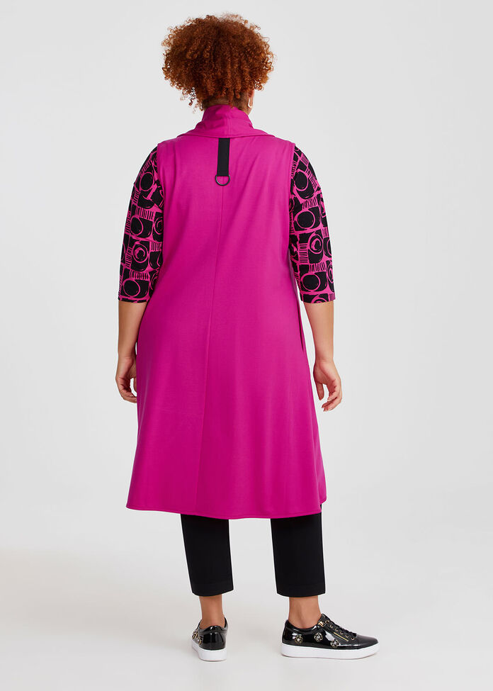 Shop Plus Size Ponte Spotlight Sleeveless Long Vest Purple Taking