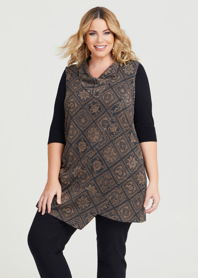 Shop Plus Size Snug Tile Print Tunic, Brown | Taking Shape AU
