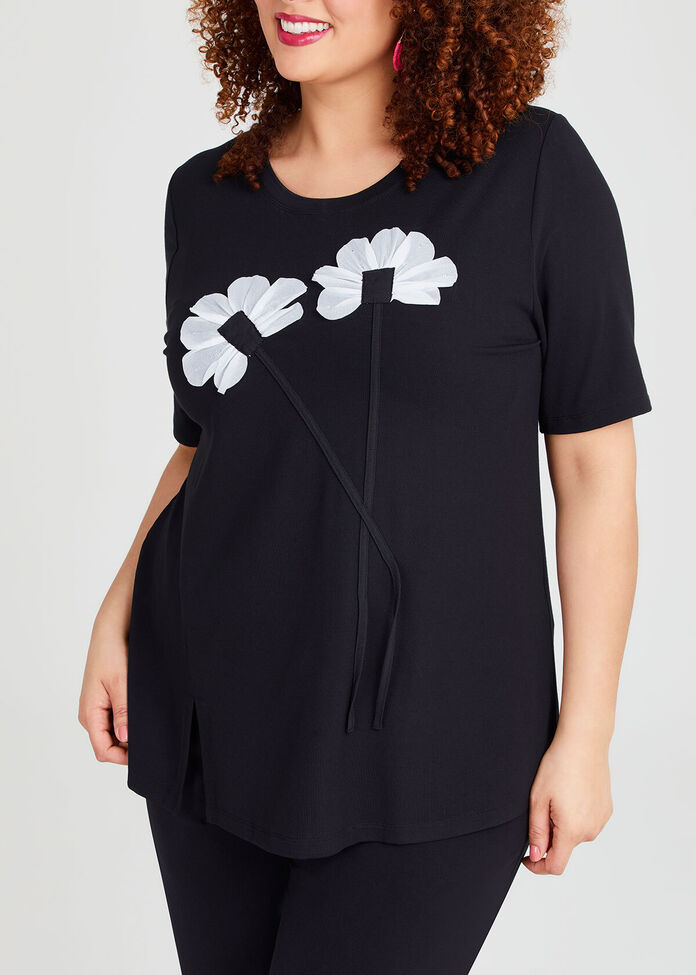 Shop Plus Size Natural Flower Power Top, Black | Taking Shape NZ