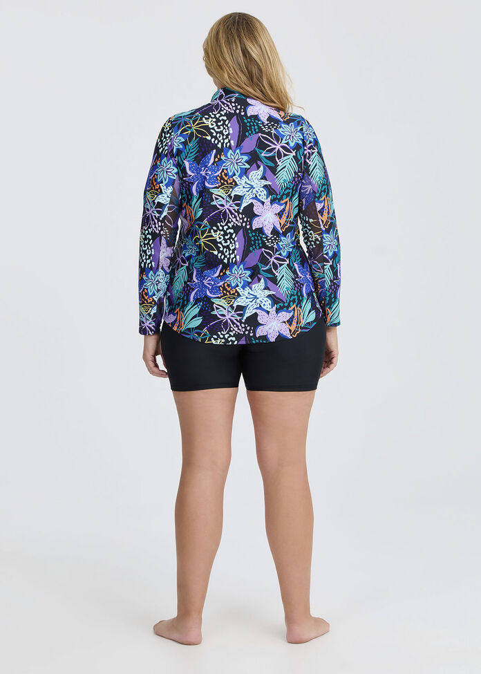 Shop Plus Size Poolside Half Zip Rash Vest, Multi | Taking Shape AU