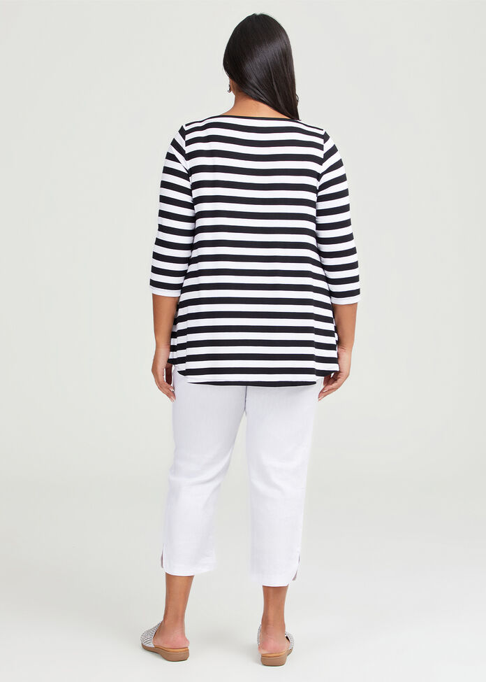 Shop Plus Size Bamboo Stripe Boat Neck Top, Black | Taking Shape AU