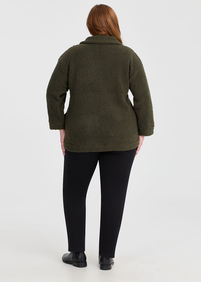 Shop Plus Size Teddy Zip Through Jacket, Green | Taking Shape AU