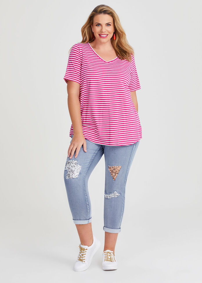 Shop Plus Size Sequin Embellished Denim Jogger, Blue | Taking Shape NZ