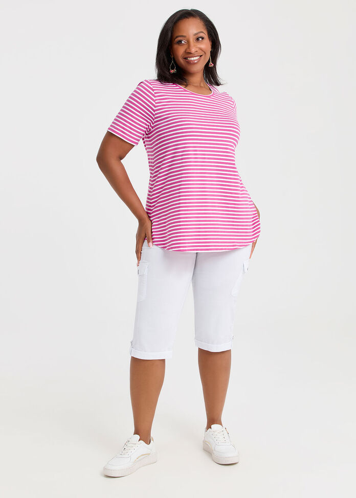 Shop Plus Size Good Earth Australian Cotton Stripe T-shirt, Stripes ...