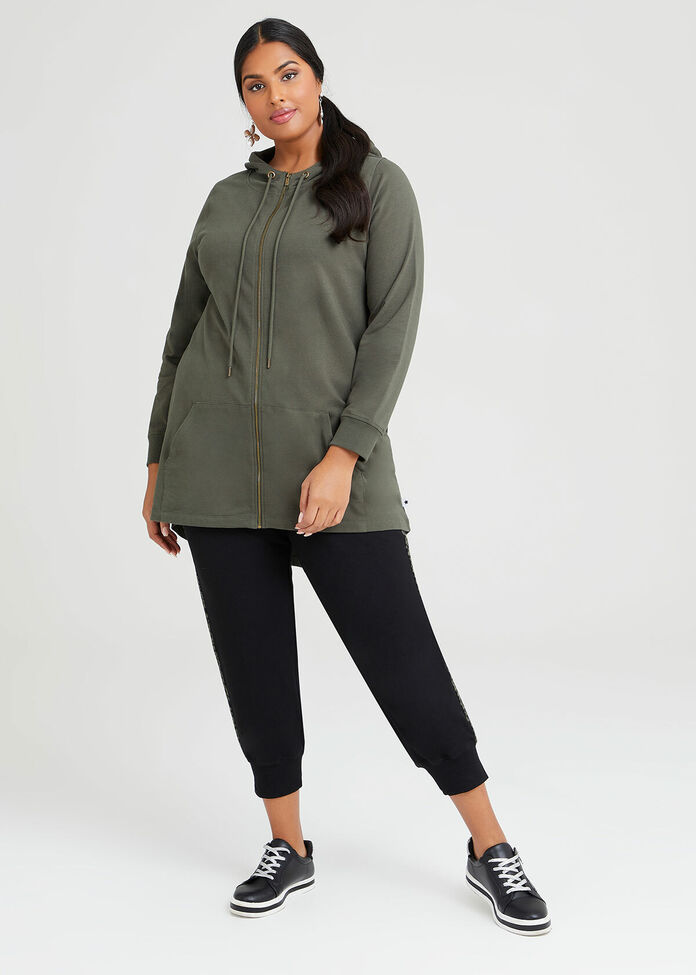 Shop Plus Size Cotton Hooded Zip Through Jacket in Green | Taking Shape AU