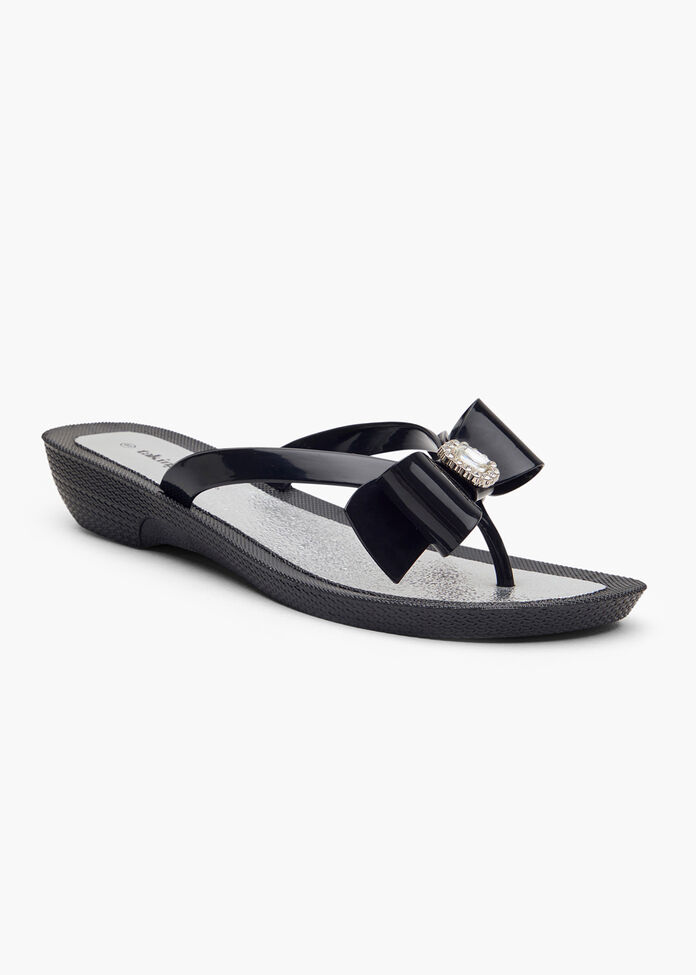 Shop Black Bling Bow Flip Flop Jelly | Comfortable Shoes | Taking Shape NZ