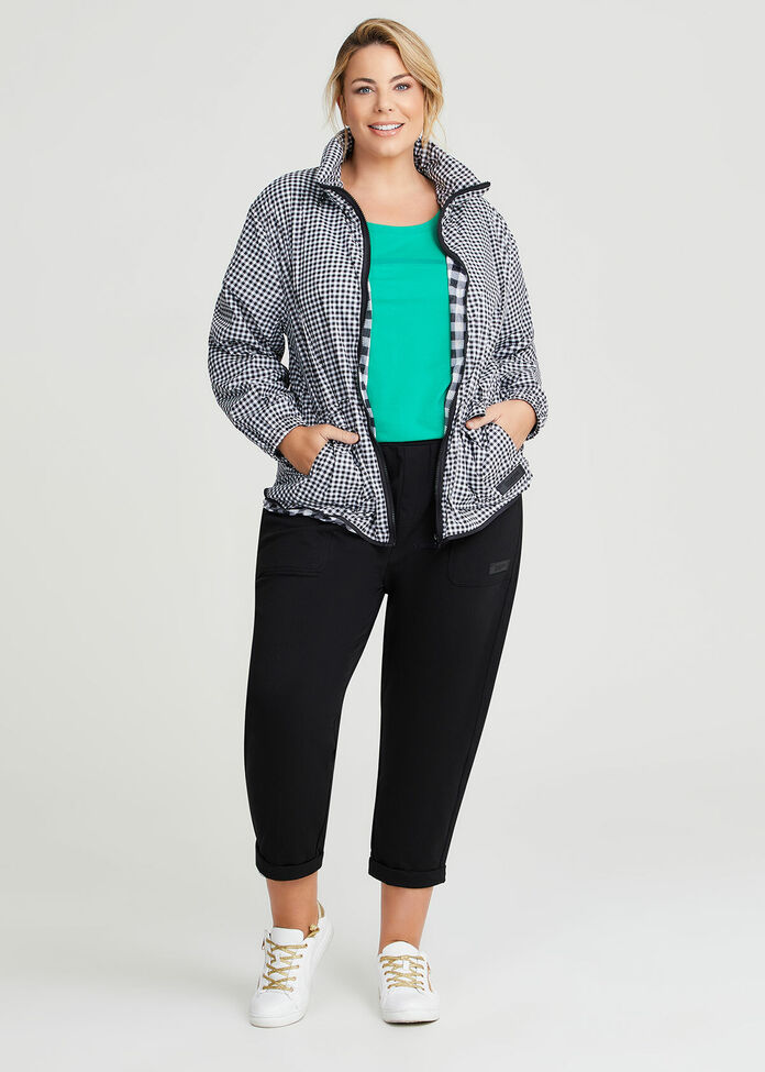 Shop Plus Size Active Gingham Rain Jacket, Black | Taking Shape AU