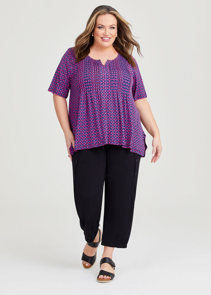 Shop Plus Size Multi Geo Pintuck Top In Multi Taking Shape Au