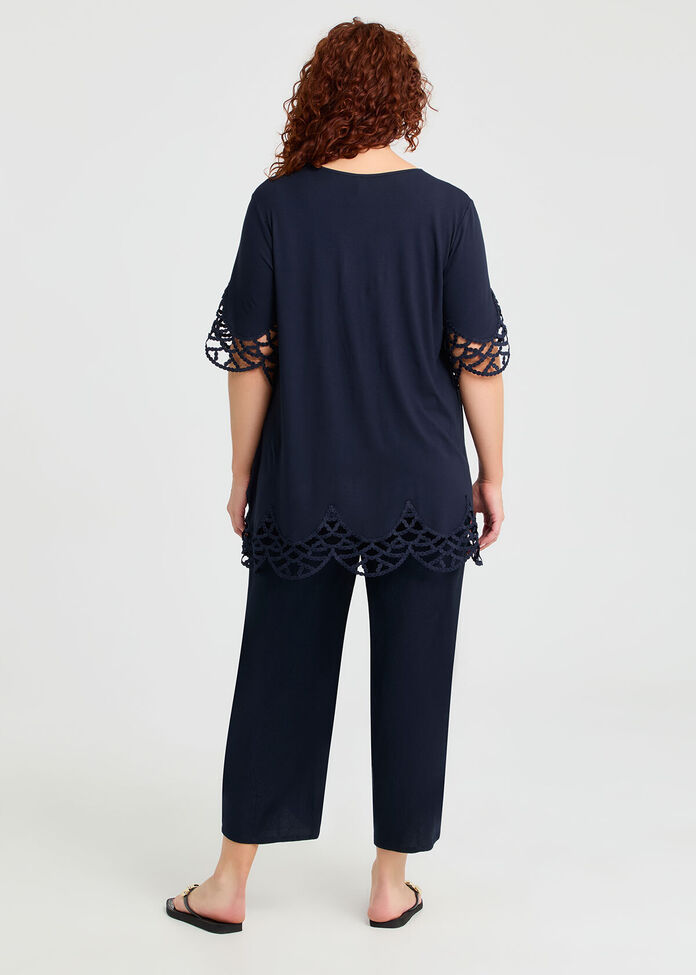 Shop Plus Size Lace Trim Applique & Foil Top, Blue | Taking Shape AU