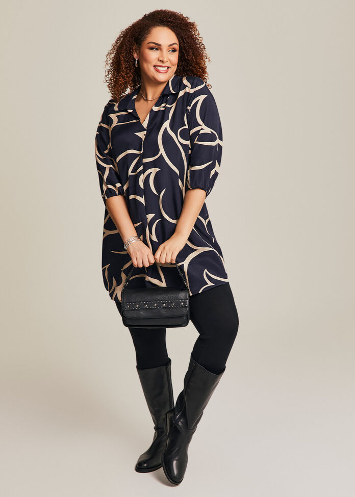 Shop Plus Size Revival Into The Blue Natural Tunic, Blue | Taking Shape NZ