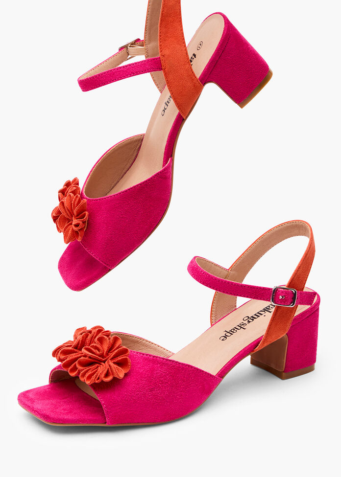 Shop Red 3D Flower Block Heel | Comfortable Shoes | Taking Shape NZ