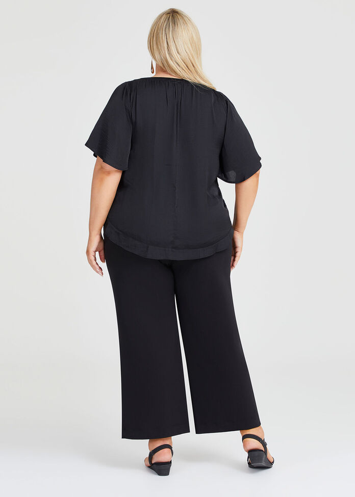 Shop Plus Size Satin Luxe Tiana Tie Top, Black | Taking Shape AU