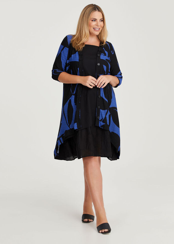 Shop Plus Size Grosgrain Trim Tulip Cardigan, Blue | Taking Shape AU