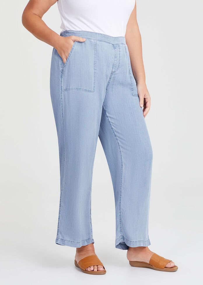 Plus Size Women's Chambray Relaxed Pull-On Pants | Taking Shape NZ
