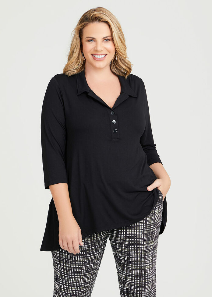 Shop Plus Size Swing Bamboo Collar Top, Black | Taking Shape AU