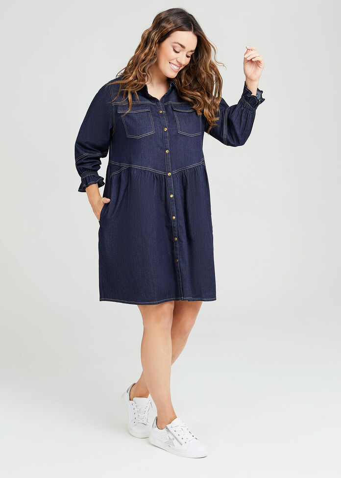 Shop Plus Size Chambray Pocket Shirt Dress, Blue | Taking Shape AU