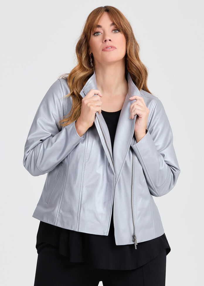 Shop Plus Size Leather Panel Jacket, Grey | Taking Shape NZ