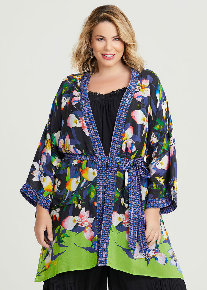 Shop Plus Size Natural Maddi Tie Kimono, Multi | Taking Shape AU