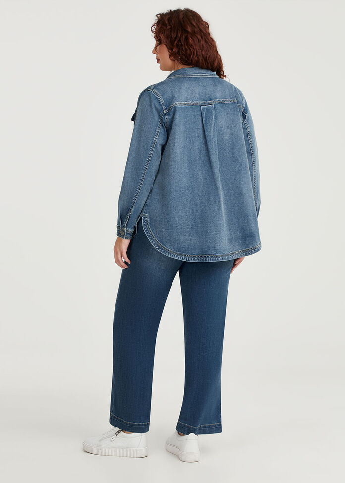 Shop Plus Size Cotton Relaxed Denim Shacket, Blue | Taking Shape NZ