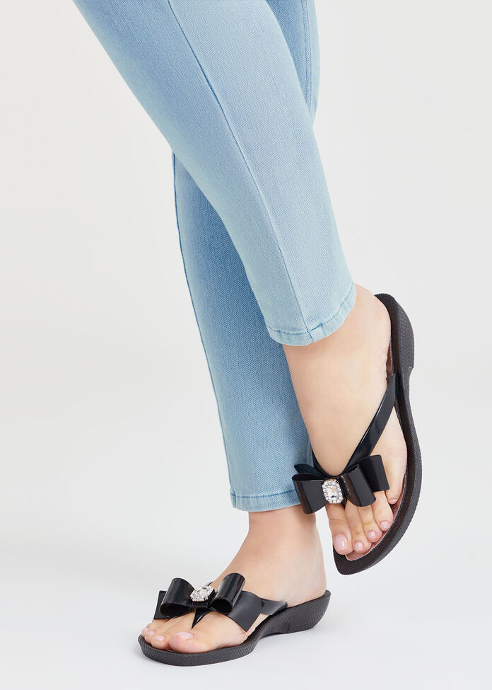 Shop Black Bling Bow Flip Flop Jelly | Comfortable Shoes | Taking Shape AU