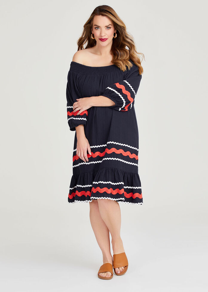 Shop Plus Size Cotton Ric Rac Dress, Blue | Taking Shape AU