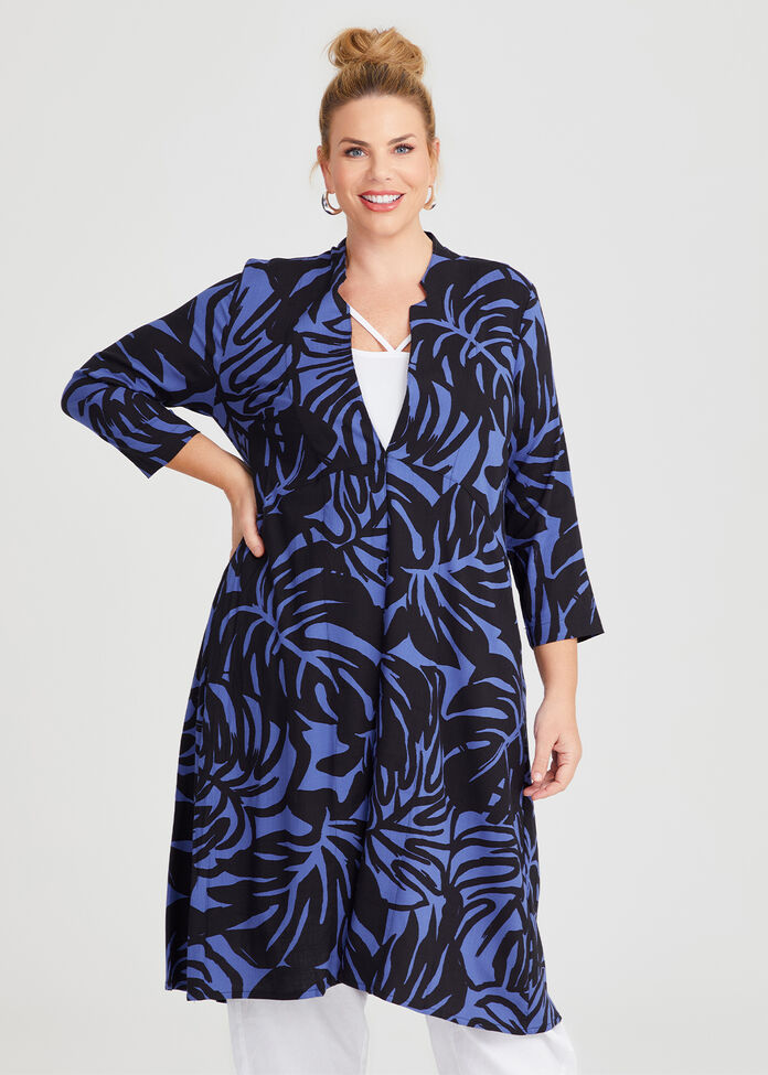 Plus Size Natural Abbey Duster Blue Print & Black | Taking Shape AU