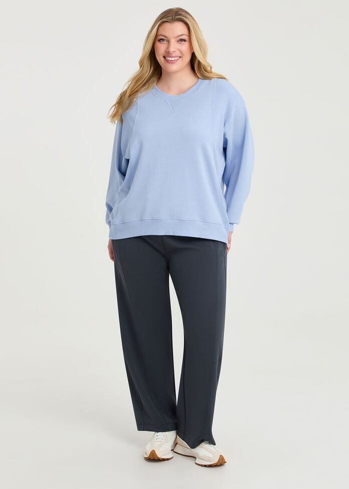 Shop Plus Size Luxe Touch Seam Wide Leg Trackpant, Black | Taking Shape AU