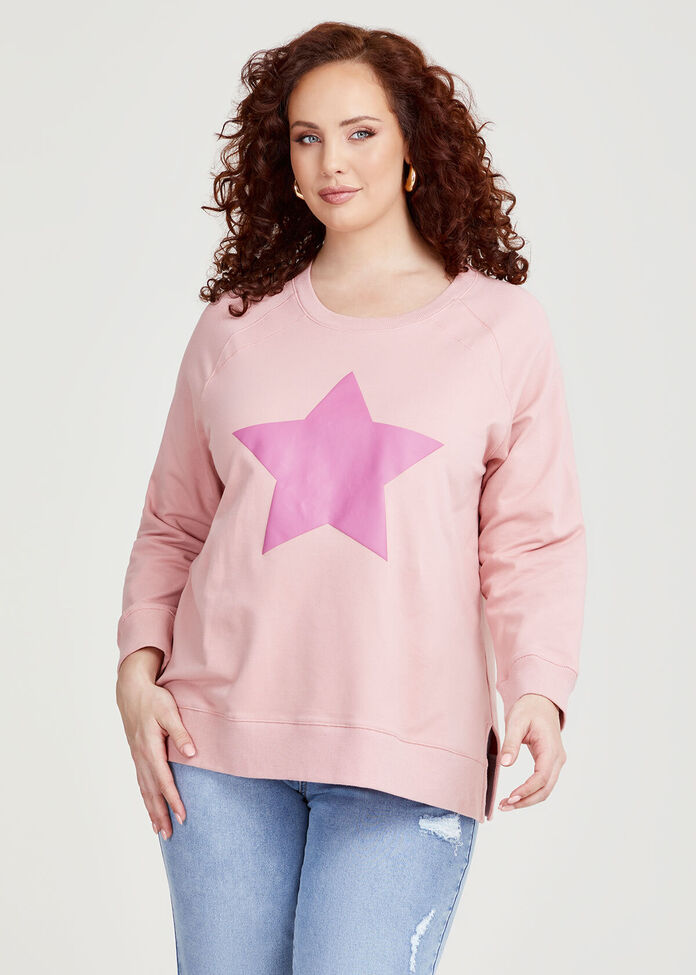Shop Plus Size Cotton Lush Star Sweatshirt, Red | Taking Shape AU