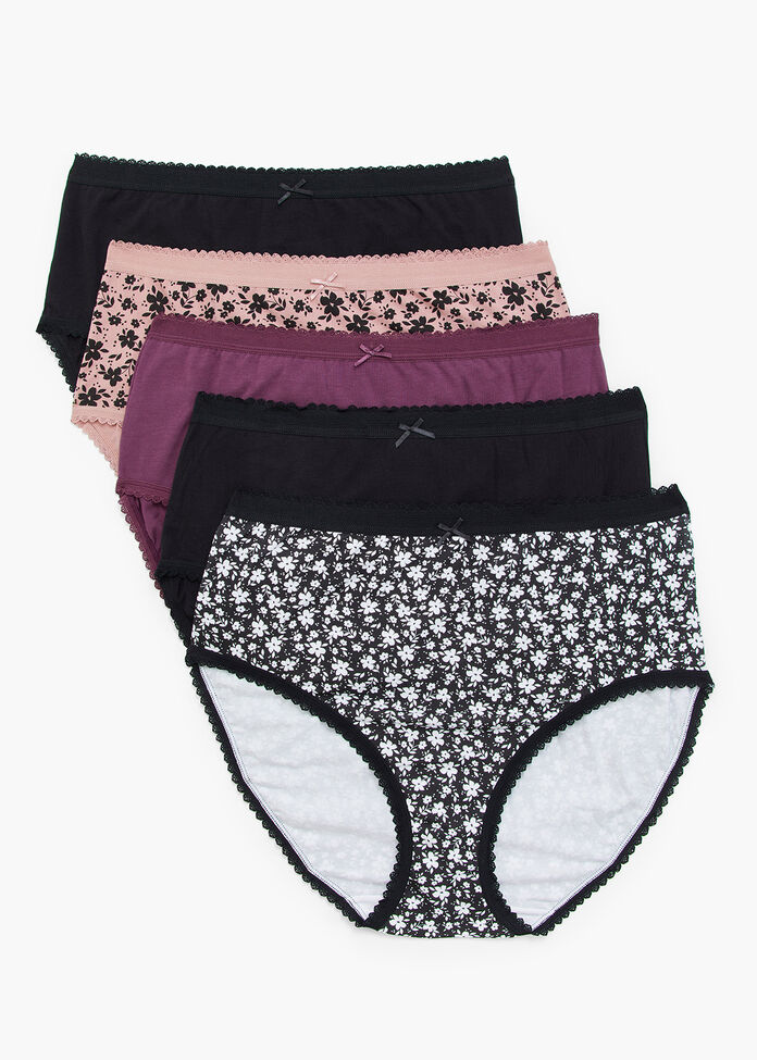Shop Plus Size 5Pk Cotton Ditsy Briefs, Multi | Taking Shape NZ