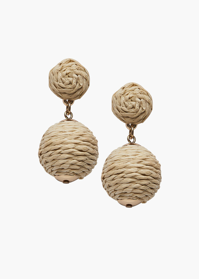 Shop Raffia Natural Earrings in White | Accessories | Taking Shape NZ