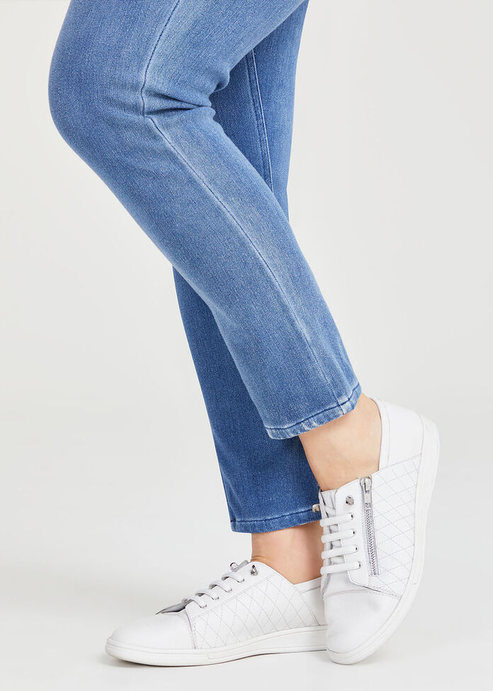 Shop White Leather Side Zip Sneaker | Comfortable Shoes | Taking Shape AU