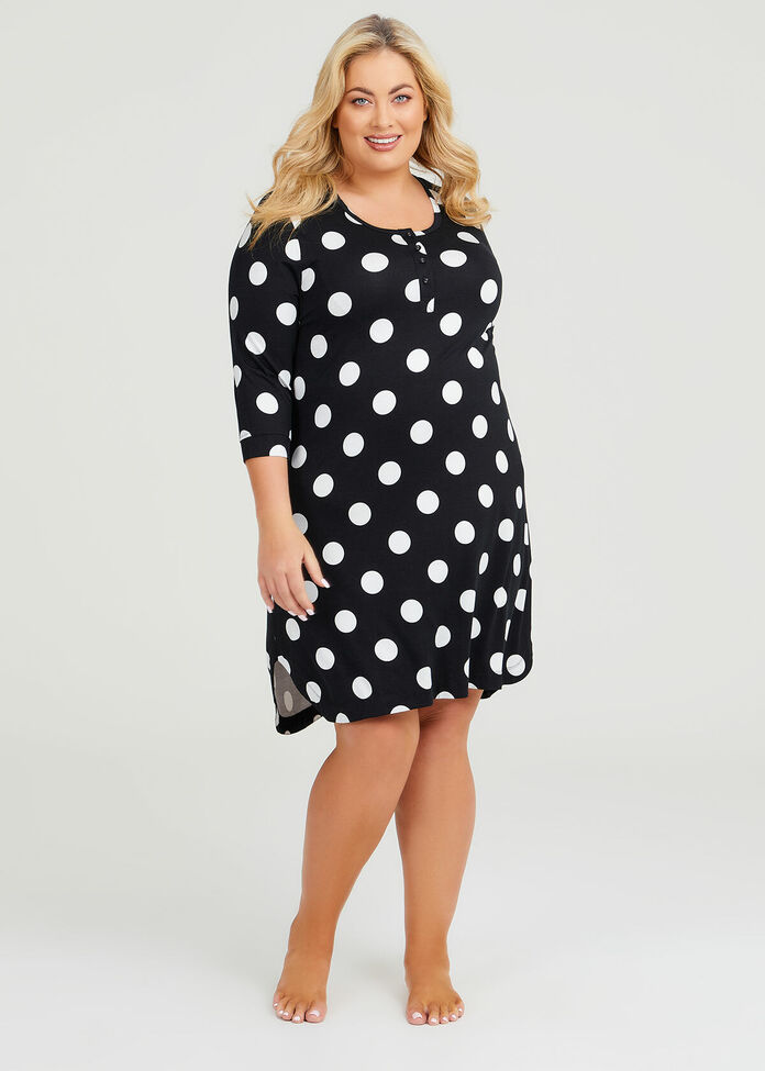 Shop Plus Size Bamboo Spot Nightie, Black | Taking Shape NZ