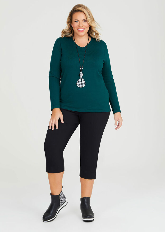 Shop Plus Size V Neck Long Sleeve Jumper in Black | Sizes 12-30 ...