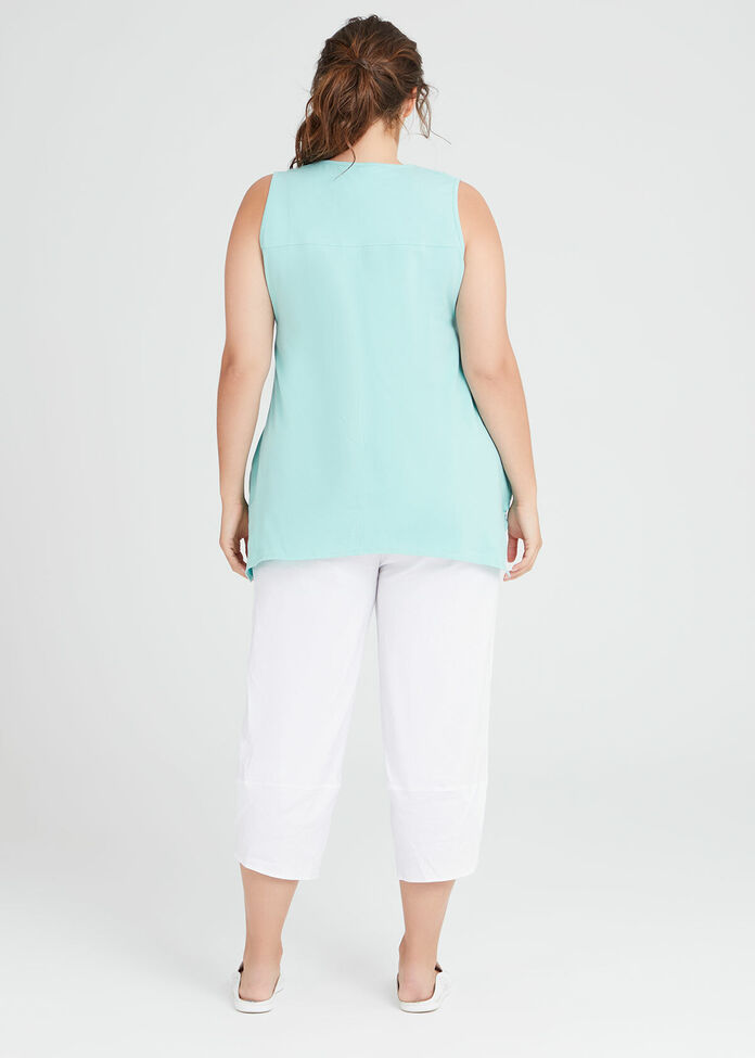Shop Plus Size Serenity Linen & Knit Tank, Blue | Taking Shape AU