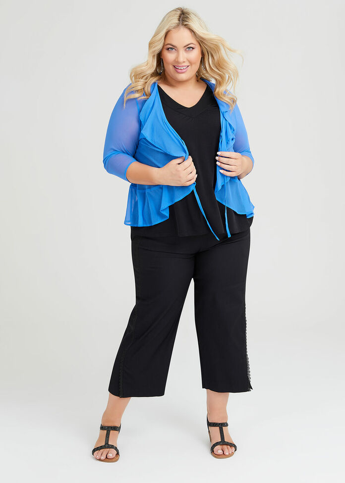 Shop Mesh Ruffle Cardigan in Blue in sizes 12 to 30 | Taking Shape AU
