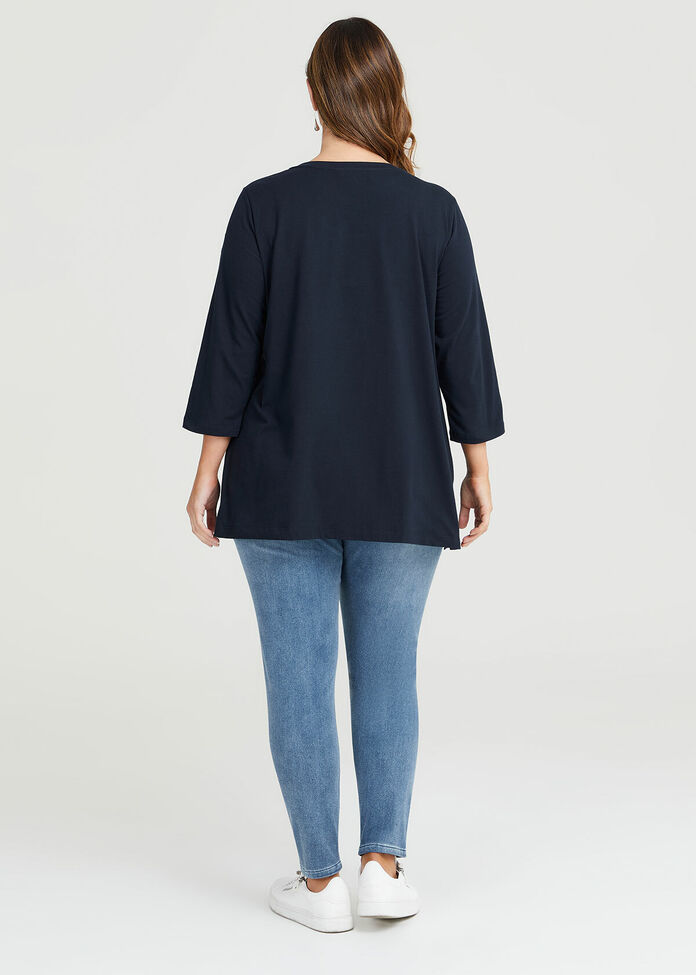 Shop Plus Size Cotton Sequin Coloured Star Top, Blue | Taking Shape AU